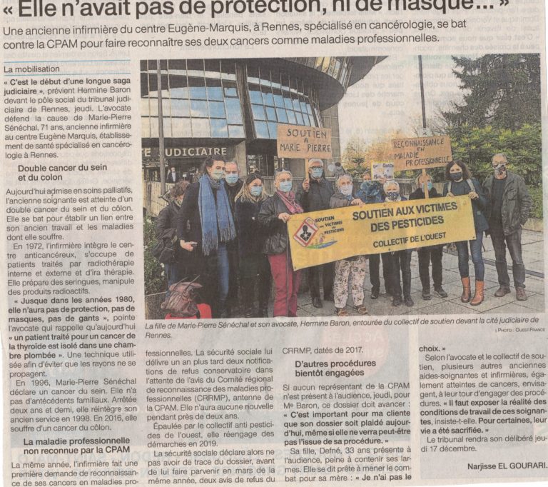 Soutien à Marie-Pierre Sénéchal , le 12 novembre au tribunal de Rennes ...